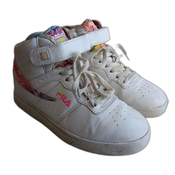 Fila | Shoes | Fila Womens Lace Up Colorful Sneakers High Top 55 White ...